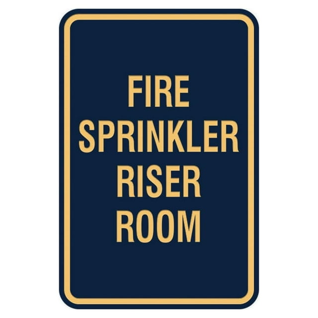 Portrait Round Fire Sprinkler Riser Room Sign (Navy Blue/Gold) - Small ...
