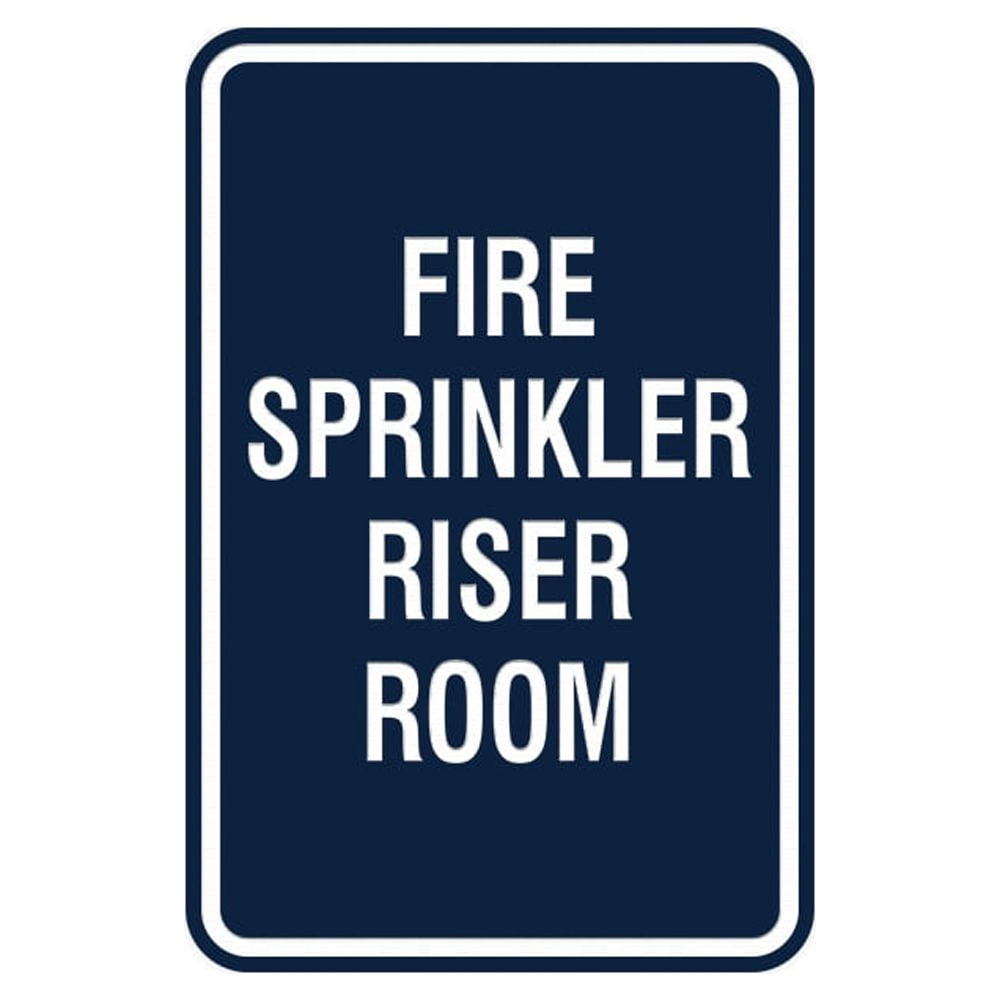 Portrait Round Fire Sprinkler Riser Room Sign (Navy Blue / White ...