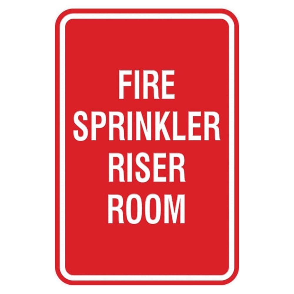 Portrait Round Fire Sprinkler Riser Room Sign (Red) - Small 4" x 6 ...