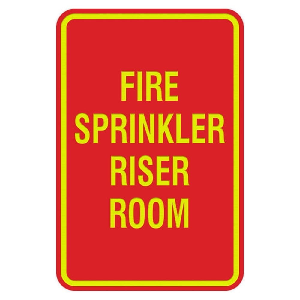 Portrait Round Fire Sprinkler Riser Room Sign (Red/Yellow) - Medium 5 ...