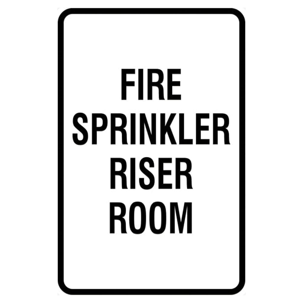 Portrait Round Fire Sprinkler Riser Room Sign (White) - Large 6" x 8 ...