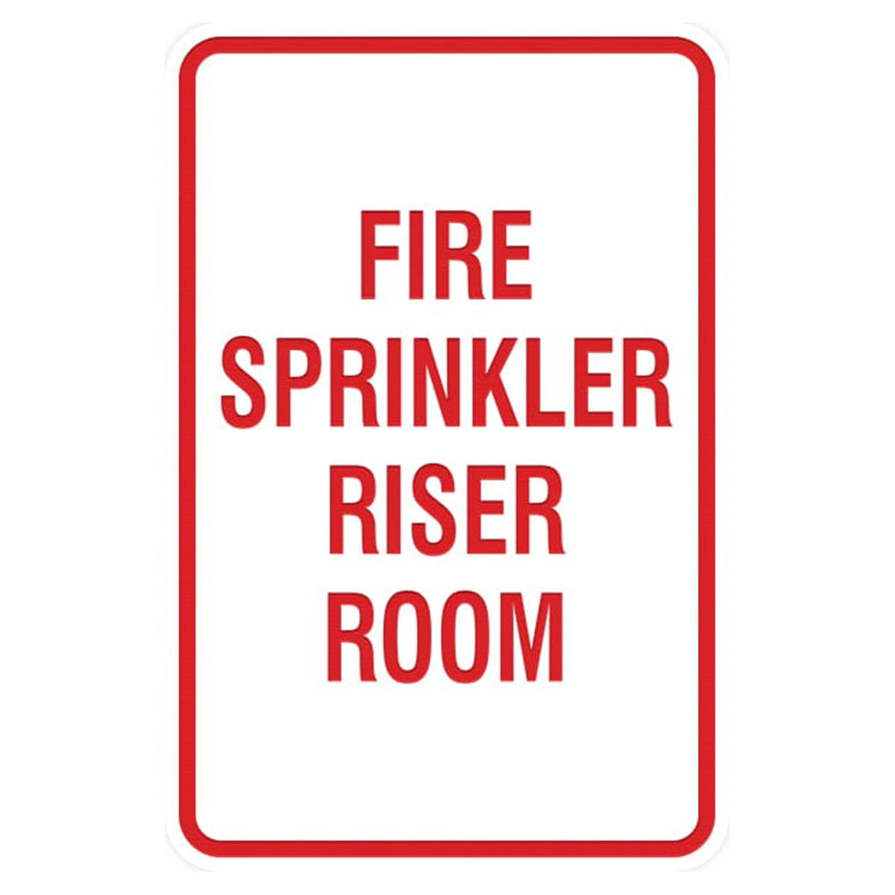 Portrait Round Fire Sprinkler Riser Room Sign (White/Red) - Large 6" x ...