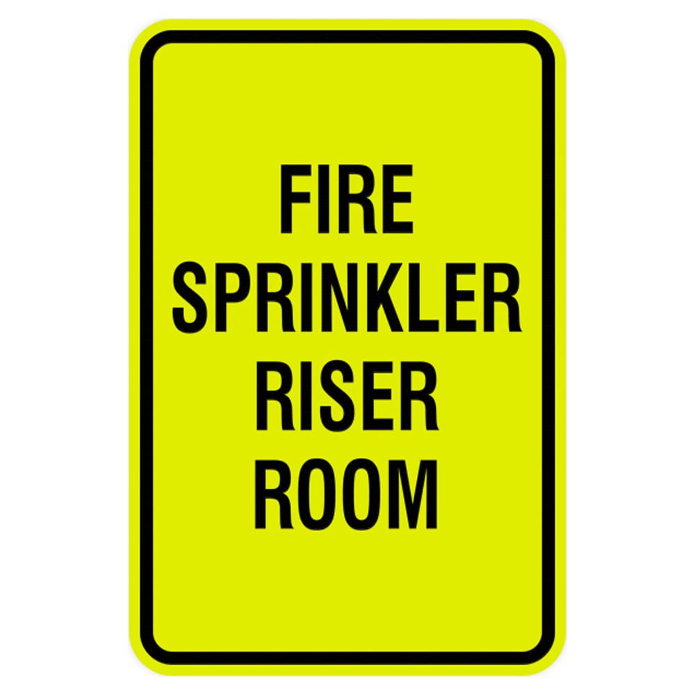 Portrait Round Fire Sprinkler Riser Room Sign (Yellow / Black) - Large ...