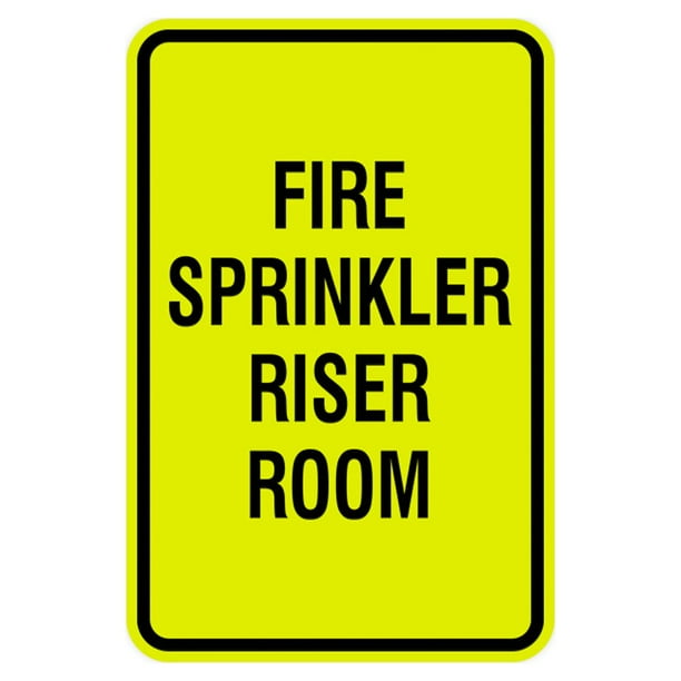 Portrait Round Fire Sprinkler Riser Room Sign (Yellow / Black) - Large ...