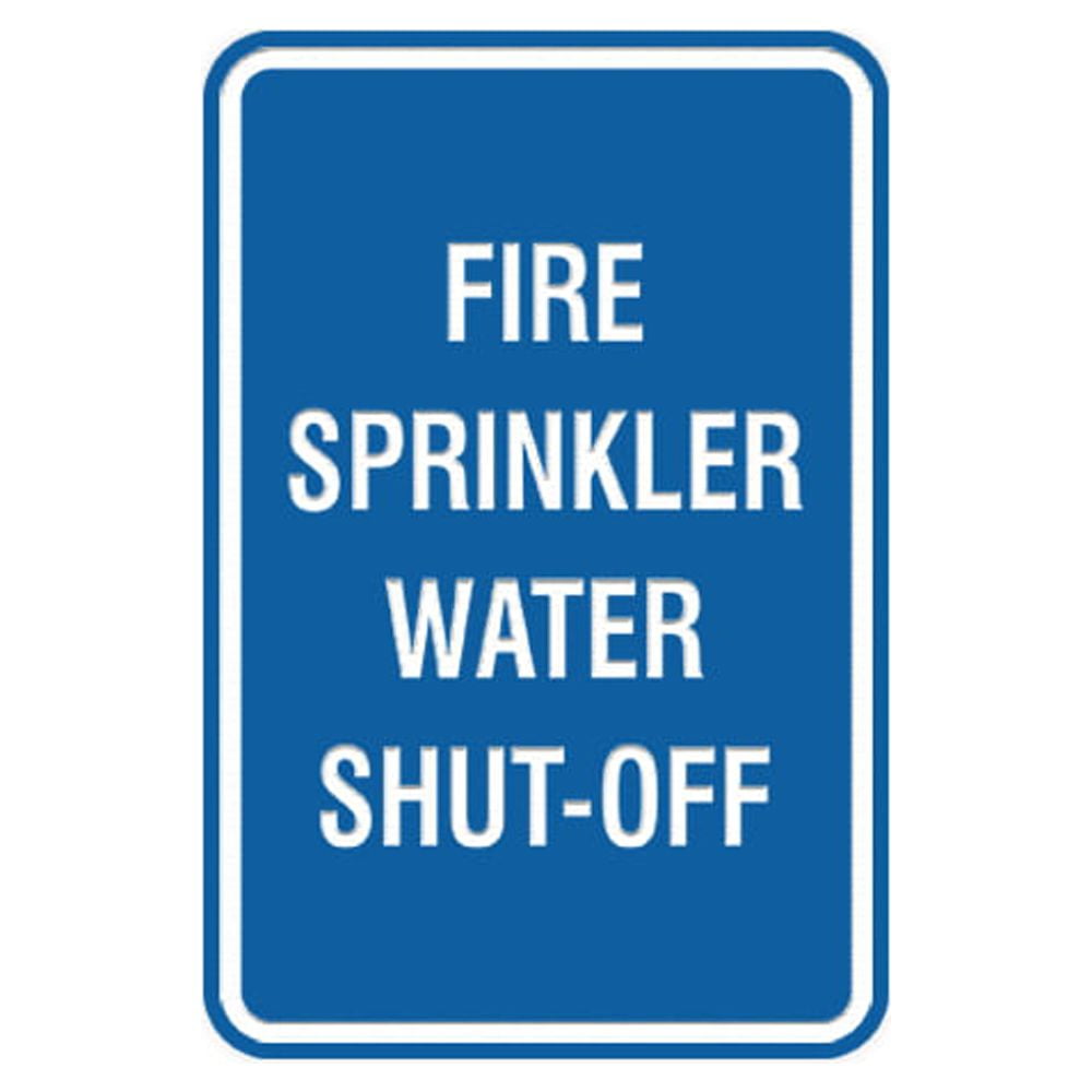 Portrait Round Fire Sprinkler Water Shut-Off Sign (Blue) - Small 4" x 6 ...