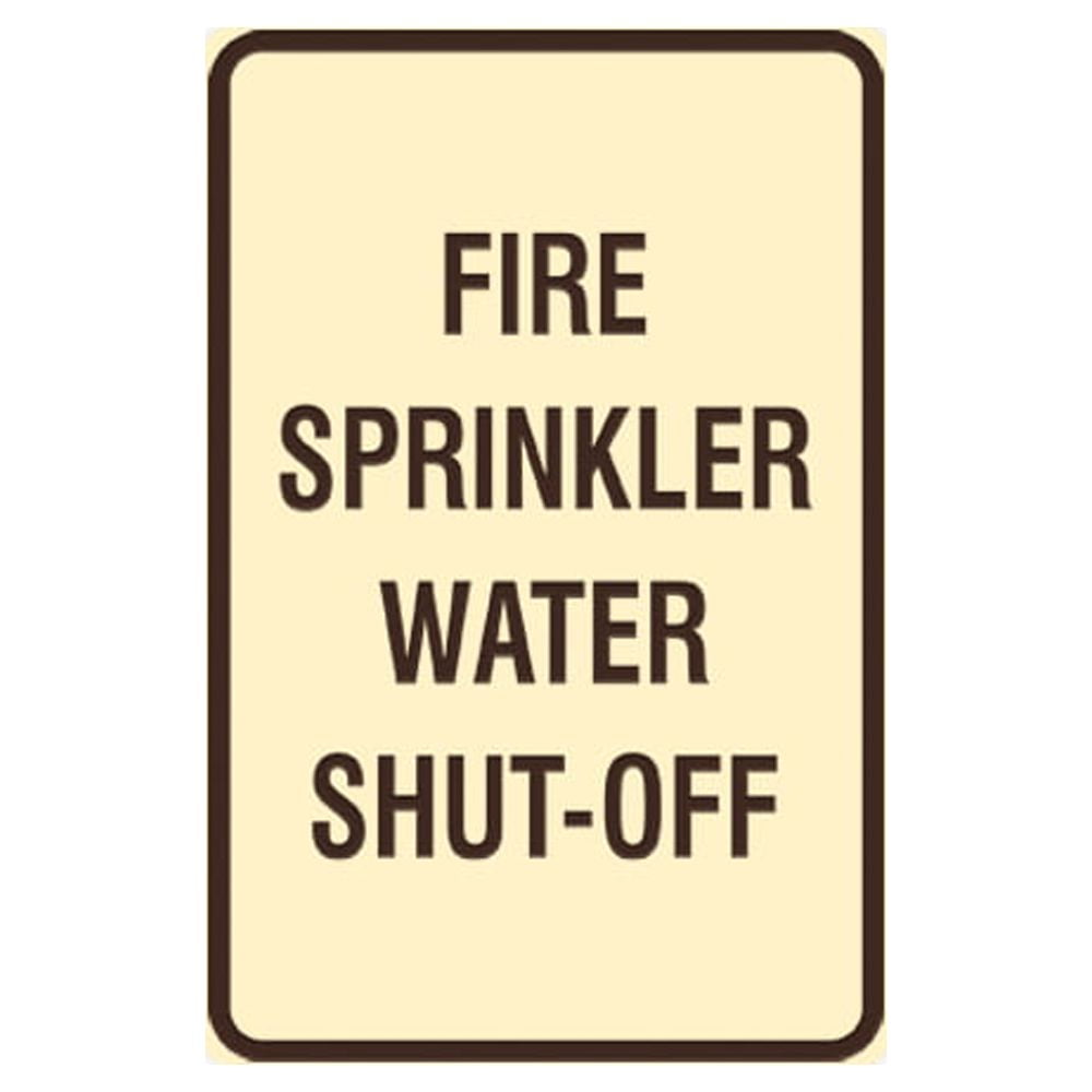 Portrait Round Fire Sprinkler Water Shut-Off Sign (Ivory/Dark Brown ...