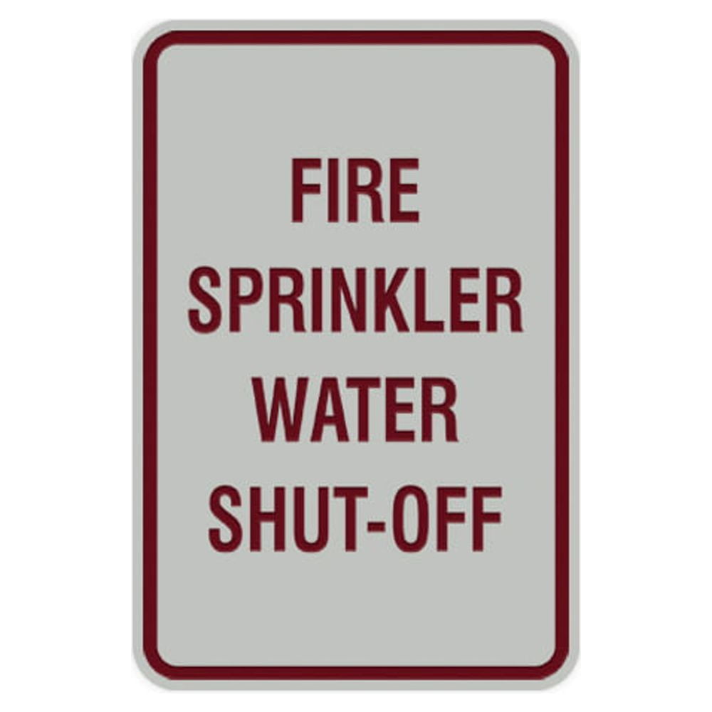 Portrait Round Fire Sprinkler Water Shut-Off Sign (Light Grey ...