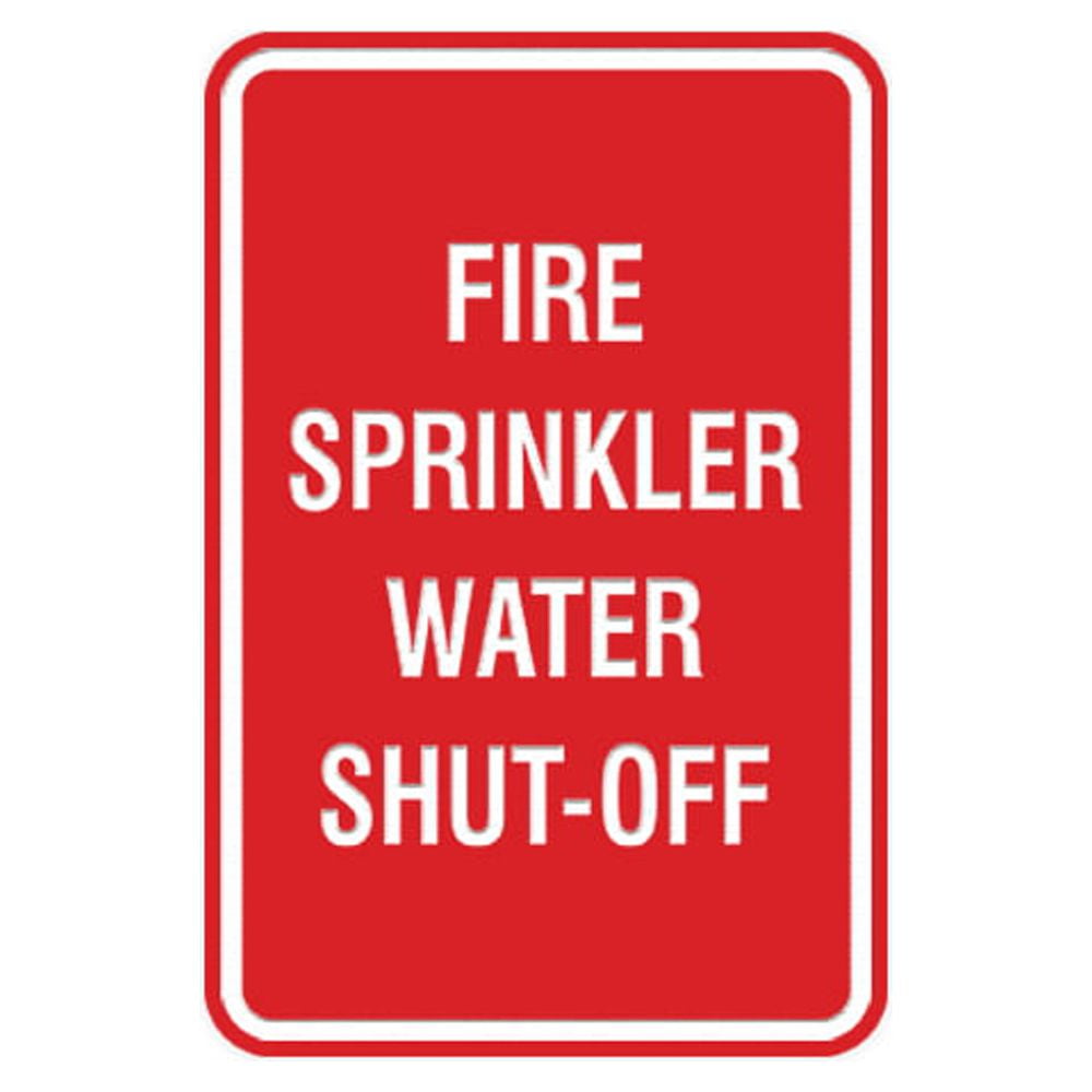 Portrait Round Fire Sprinkler Water Shut-Off Sign (Red) - Small 4" x 6 ...