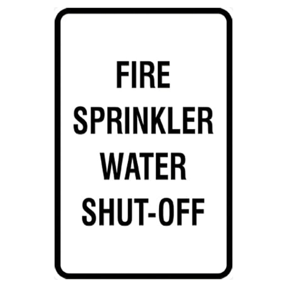 Portrait Round Fire Sprinkler Water Shut-Off Sign (White) - Medium 5" x ...