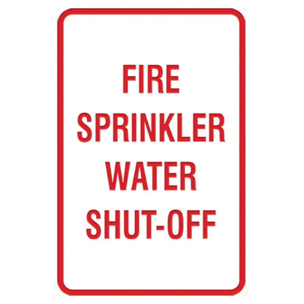 Portrait Round Fire Sprinkler Water Shut-Off Sign (White/Red) - Large 6 ...