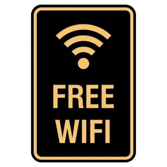 Portrait Round Free Wifi Sign (Black Gold) - Medium 5" x 7" - Walmart.com