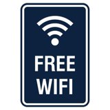 Portrait Round Free Wifi Sign (Navy Blue / White) - Large 6" x 8 ...