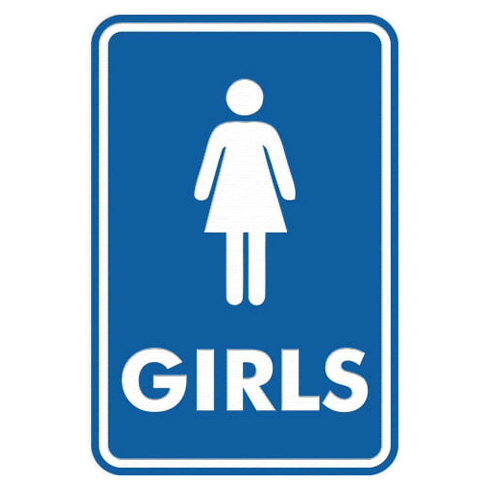 Portrait Round Girls Restroom Sign (Blue) Medium 5" x 7" - Walmart.com