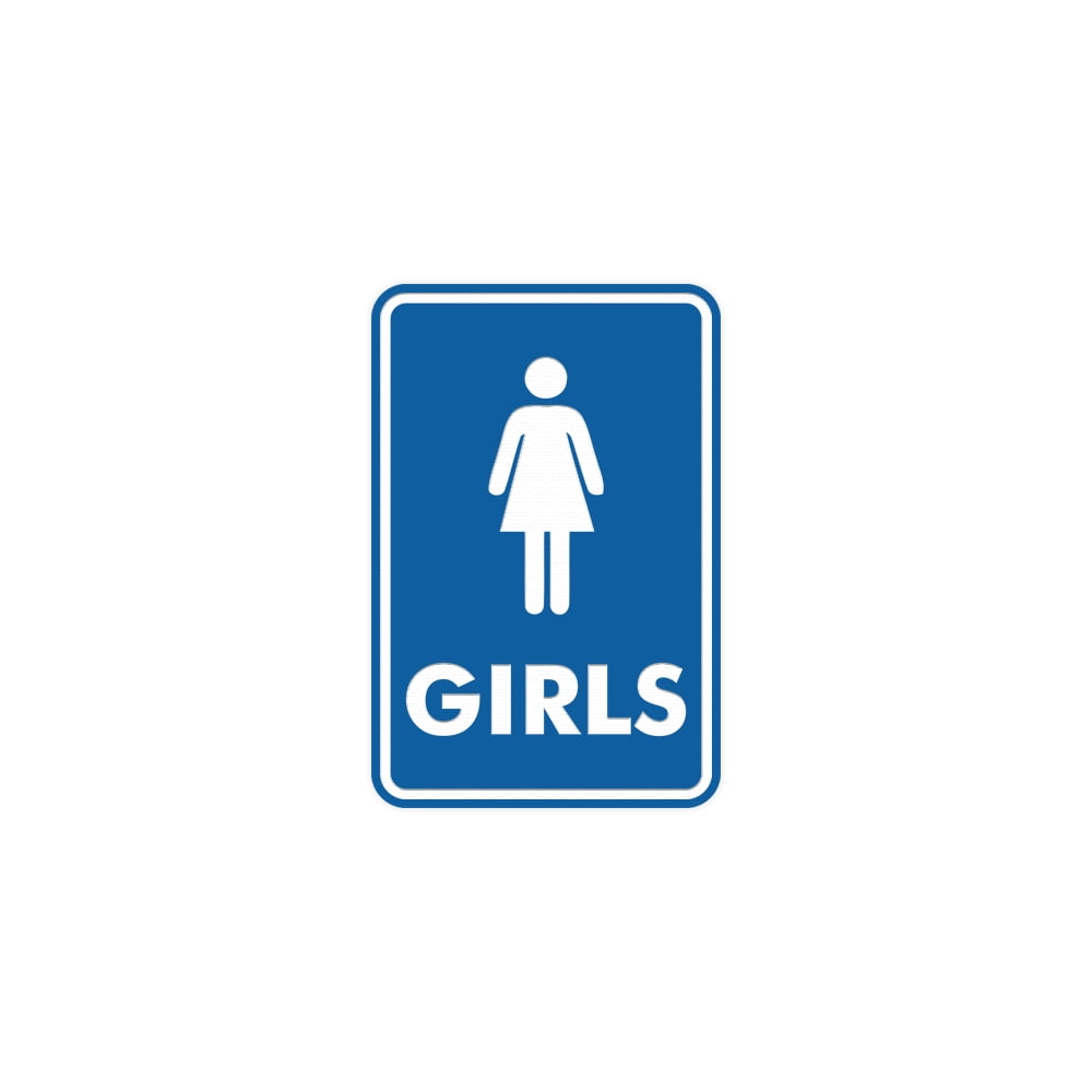 Portrait Round Girls Restroom Sign (Blue) Small 4" x 6" " - Walmart.com