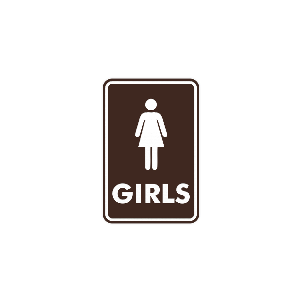 GIRLS Restroom Sign - Styrene-Brown / White (3 Units) - Walmart.com