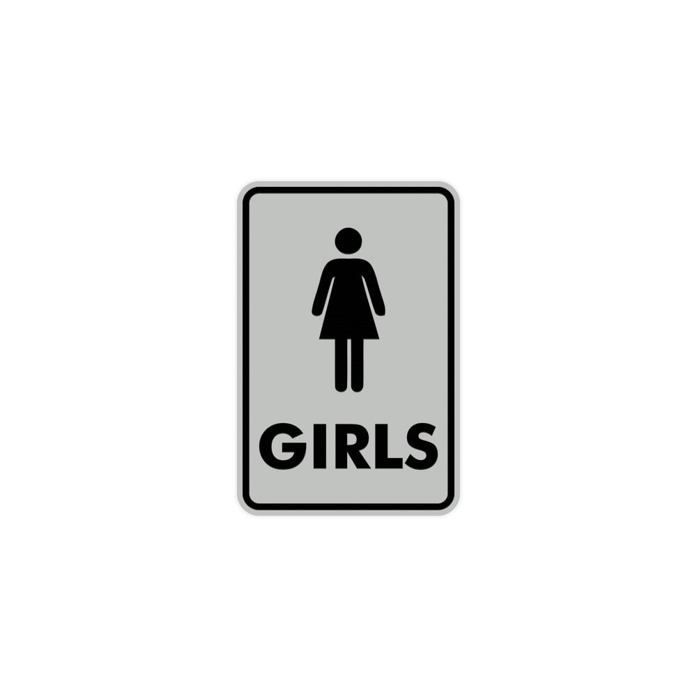 Portrait Round Girls Restroom Sign (Lt Gray) - Small 4" x 6" - Walmart.com