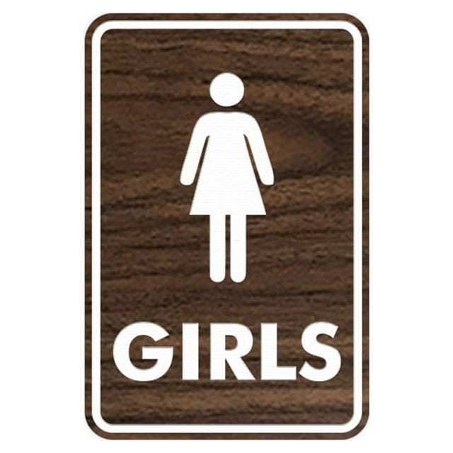 Portrait Round Girls Restroom Sign (Walnut) - Large 6" x 8" - Walmart.com