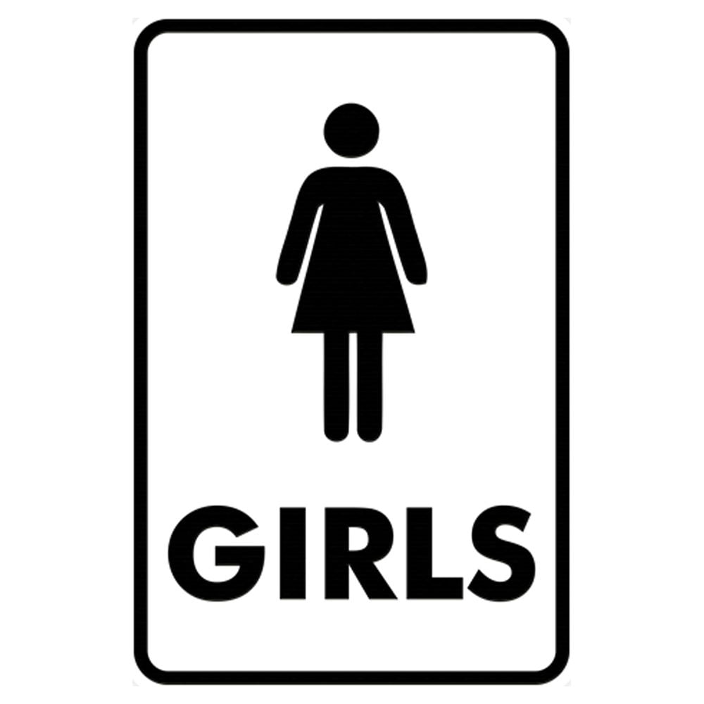 Portrait Round Girls Restroom Sign (White) - Medium 5" x 7" - Walmart.com