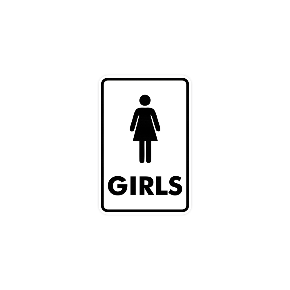 Portrait Round Girls Restroom Sign (White) - Small 4" x 6" - Walmart.com
