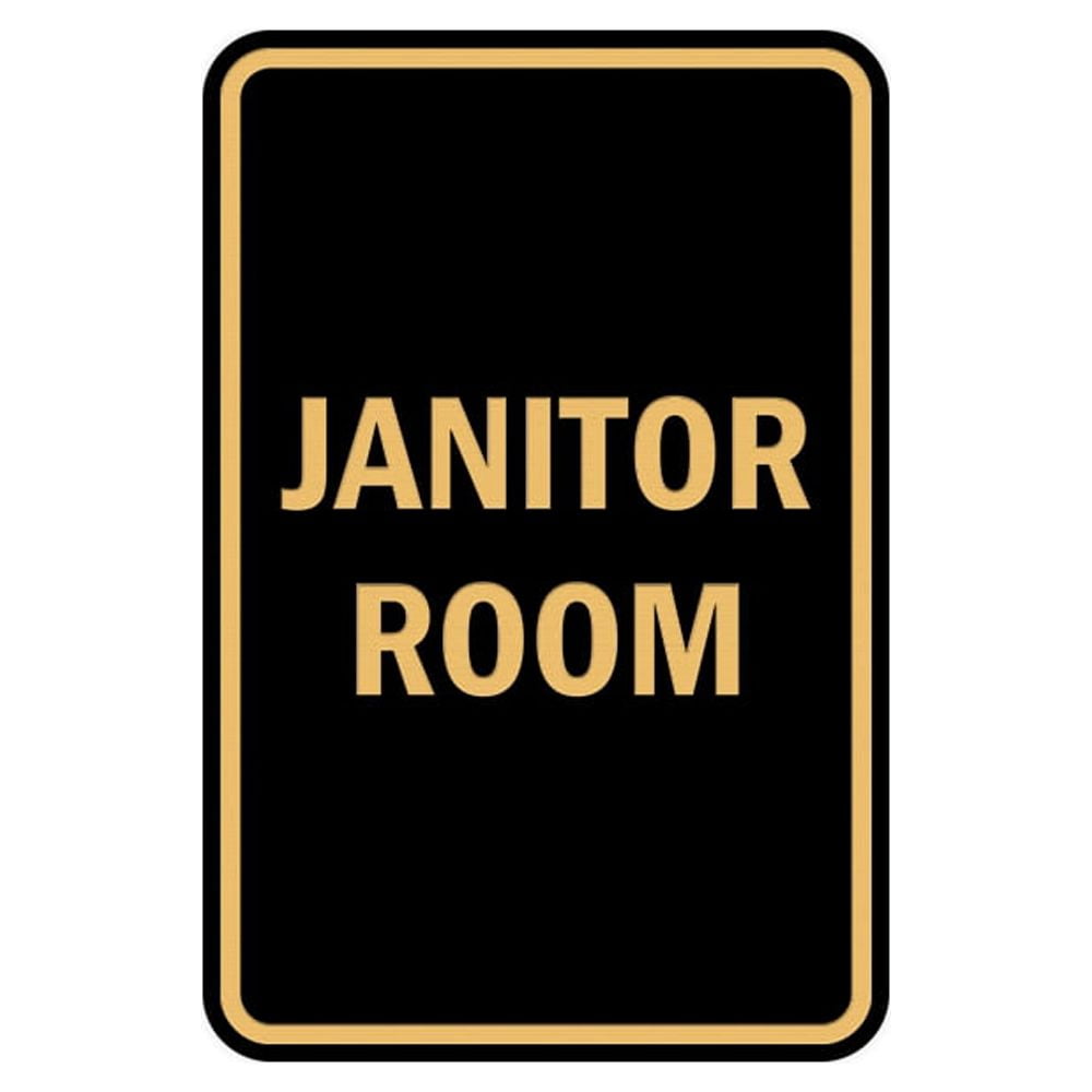 Portrait Round Janitor Room Sign (Black Gold) - Large 6" x 8" - Walmart.com