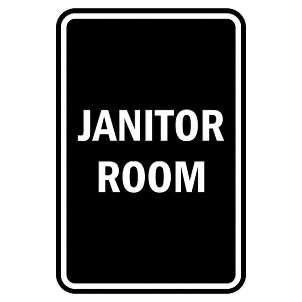 Portrait Round Janitor Room Sign (Black) - Large 6" x 8" - Walmart.com