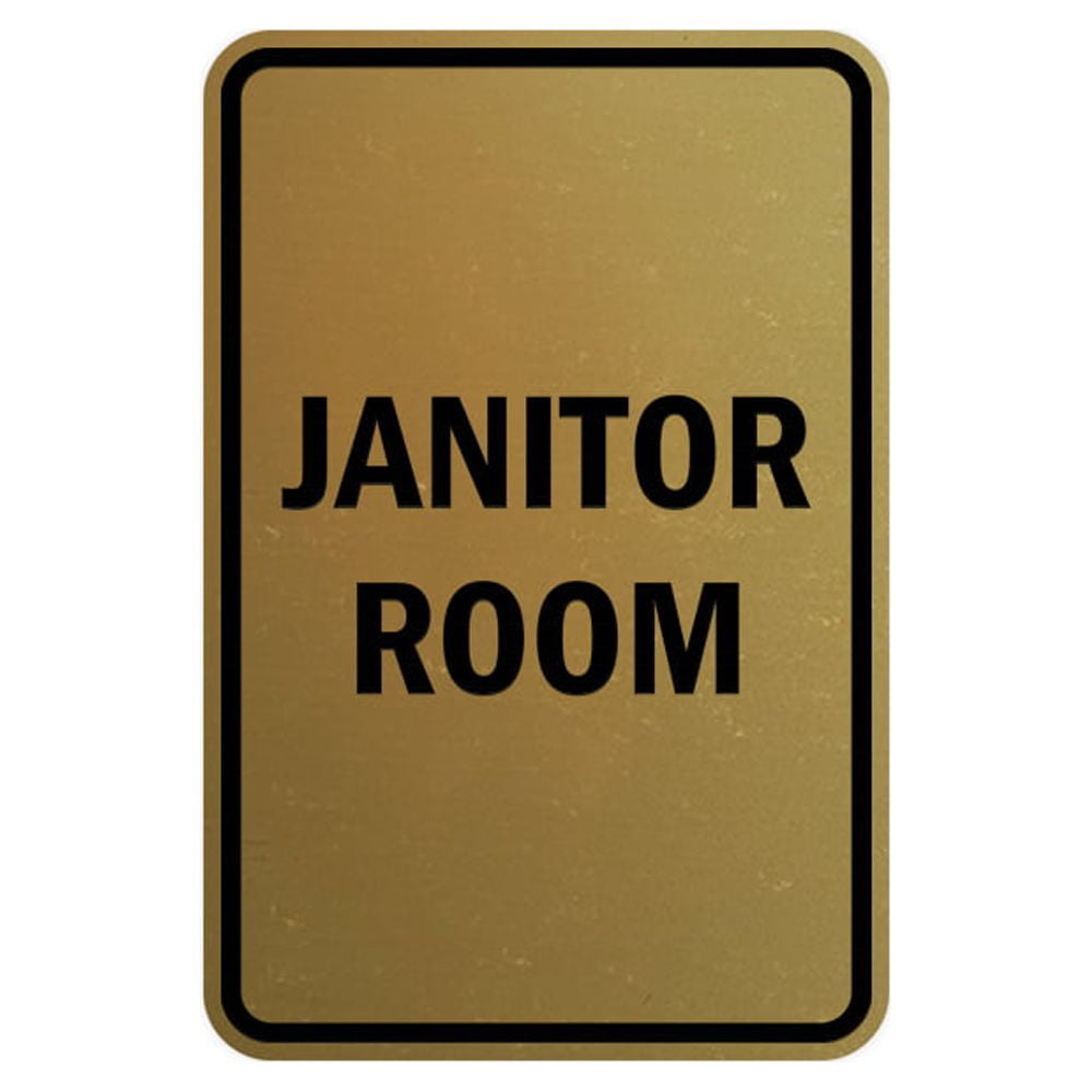 Portrait Round Janitor Room Sign (Brushed Gold) - Large 6" x 8 ...