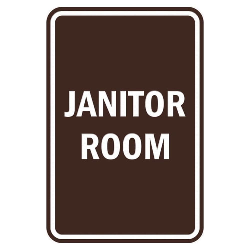 Portrait Round Janitor Room Sign (Dark Brown) - Medium 5" x 7 ...