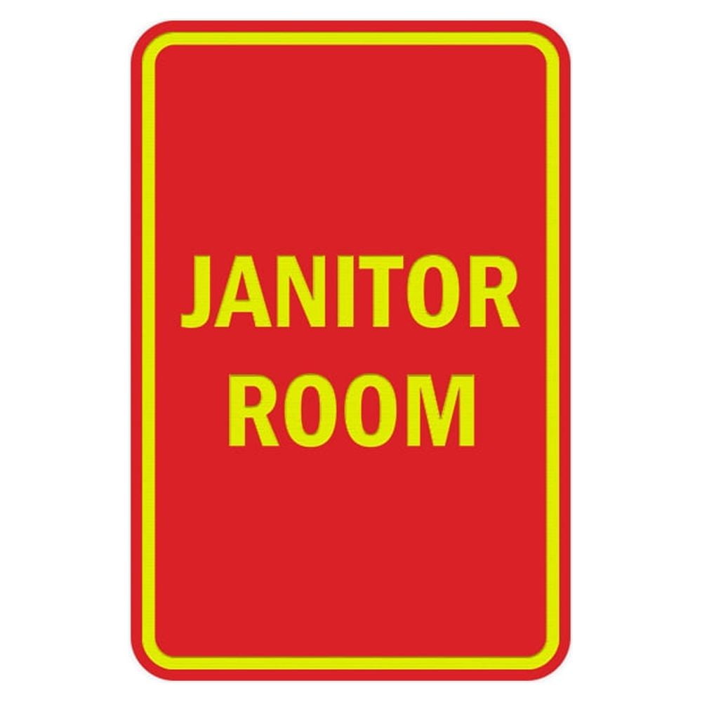 Portrait Round Janitor Room Sign (Red/Yellow) - Small 4" x 6" - Walmart.com