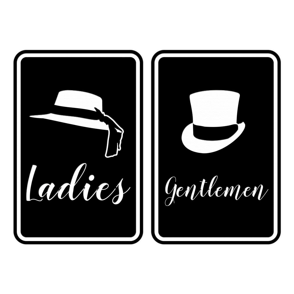 Portrait Round Ladies And Gentlemen Sign Set (Black) - Large 6" x 8" - Walmart.com