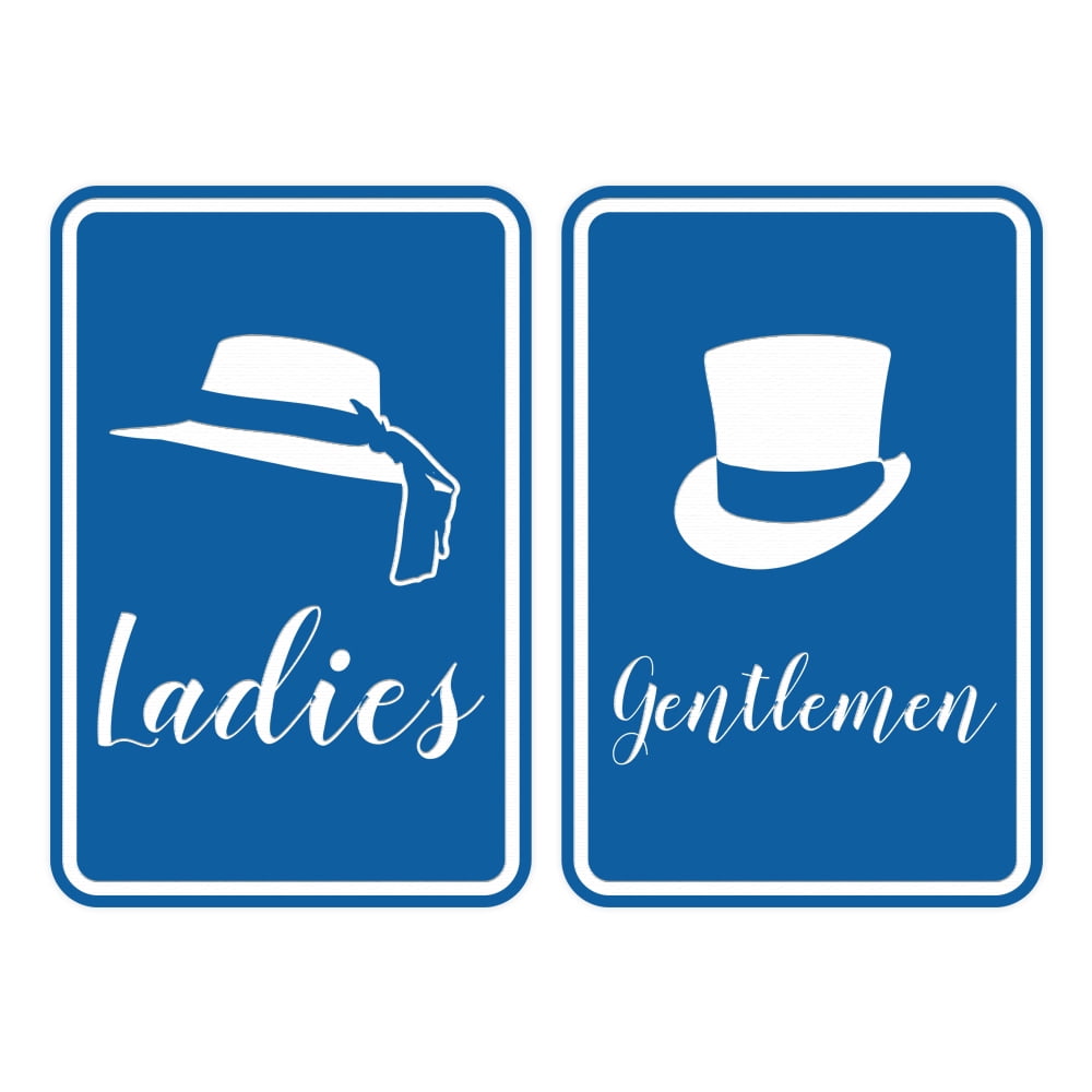 Portrait Round Ladies And Gentlemen Sign Set (Blue) - Large 6" x 8 ...