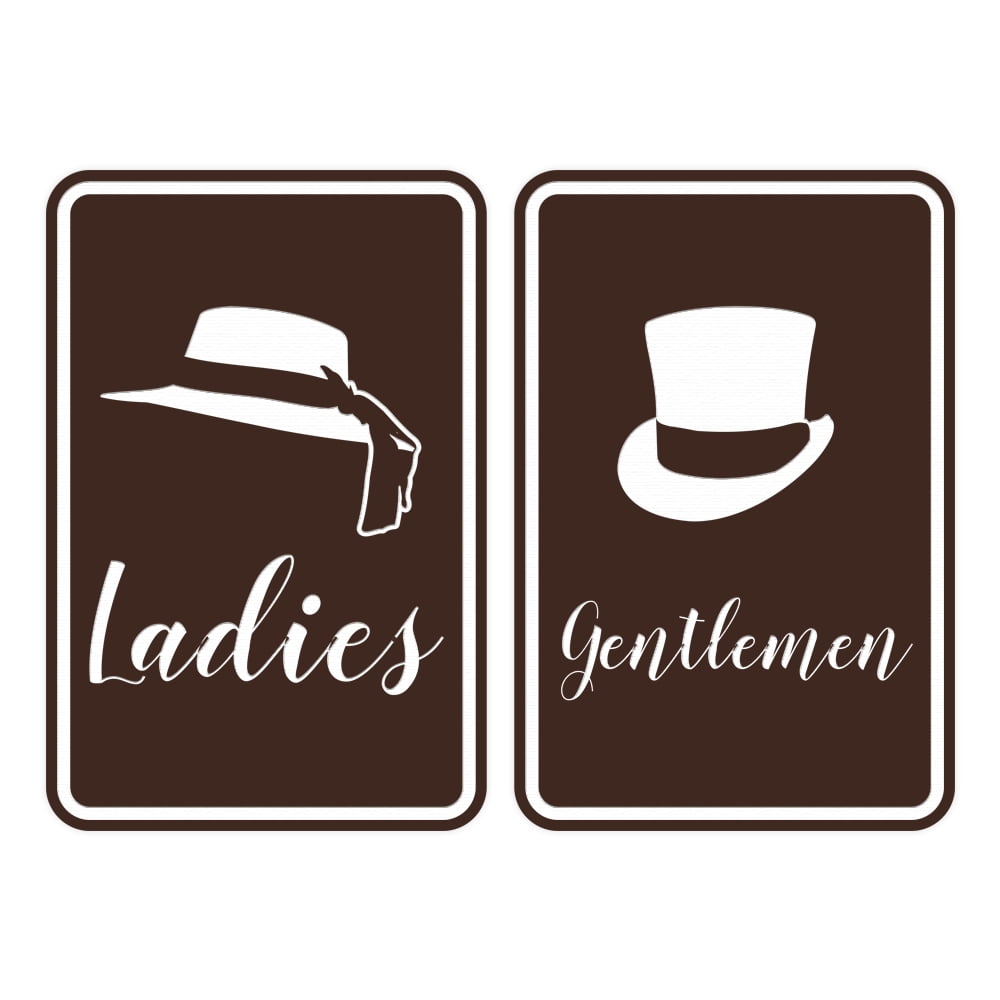 Portrait Round Ladies And Gentlemen Sign Set (Dark Brown) - Medium 5" x ...