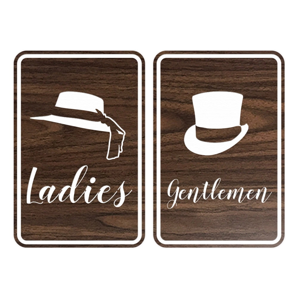Portrait Round Ladies And Gentlemen Sign Set (Walnut) - Large 6" x 8 ...