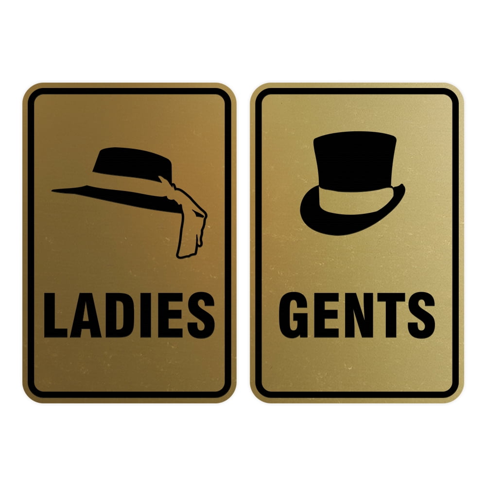 Portrait Round Ladies And Gents Sign Set (Brushed Gold) - Medium 5" x 7 ...