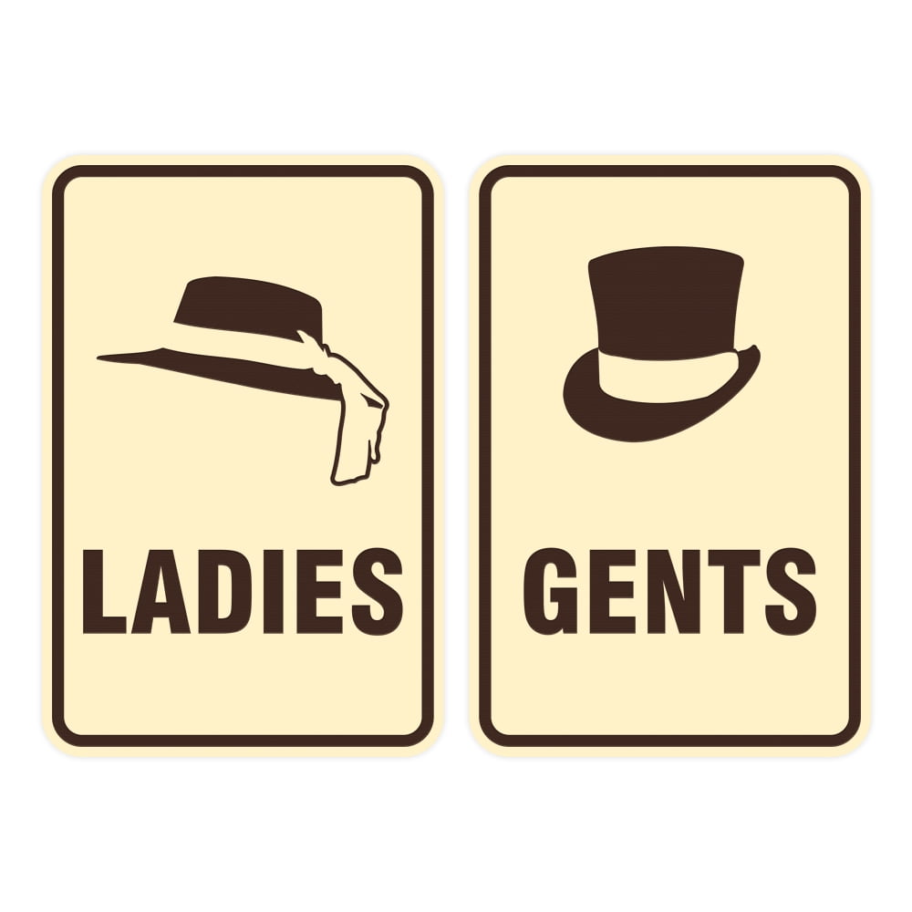 Portrait Round Ladies And Gents Sign Set (Ivory/Dark Brown) - Large 6 ...