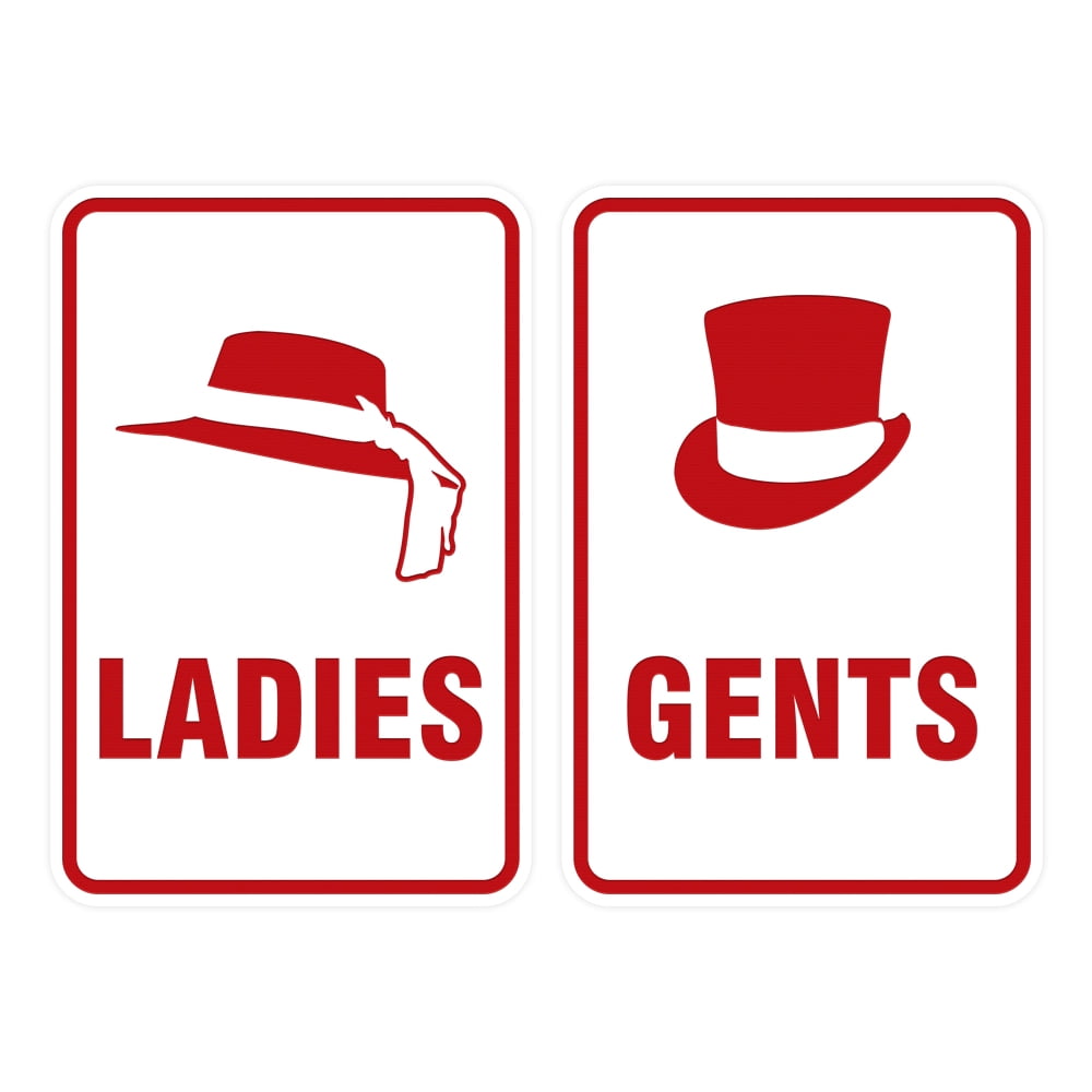 Portrait Round Ladies And Gents Sign Set (White/Red) - Large 6" x 8 ...