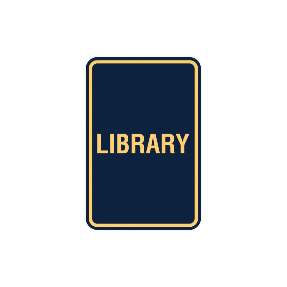 Portrait Round Library Sign (Navy Blue/Gold) - Large 6" x 8" - Walmart.com