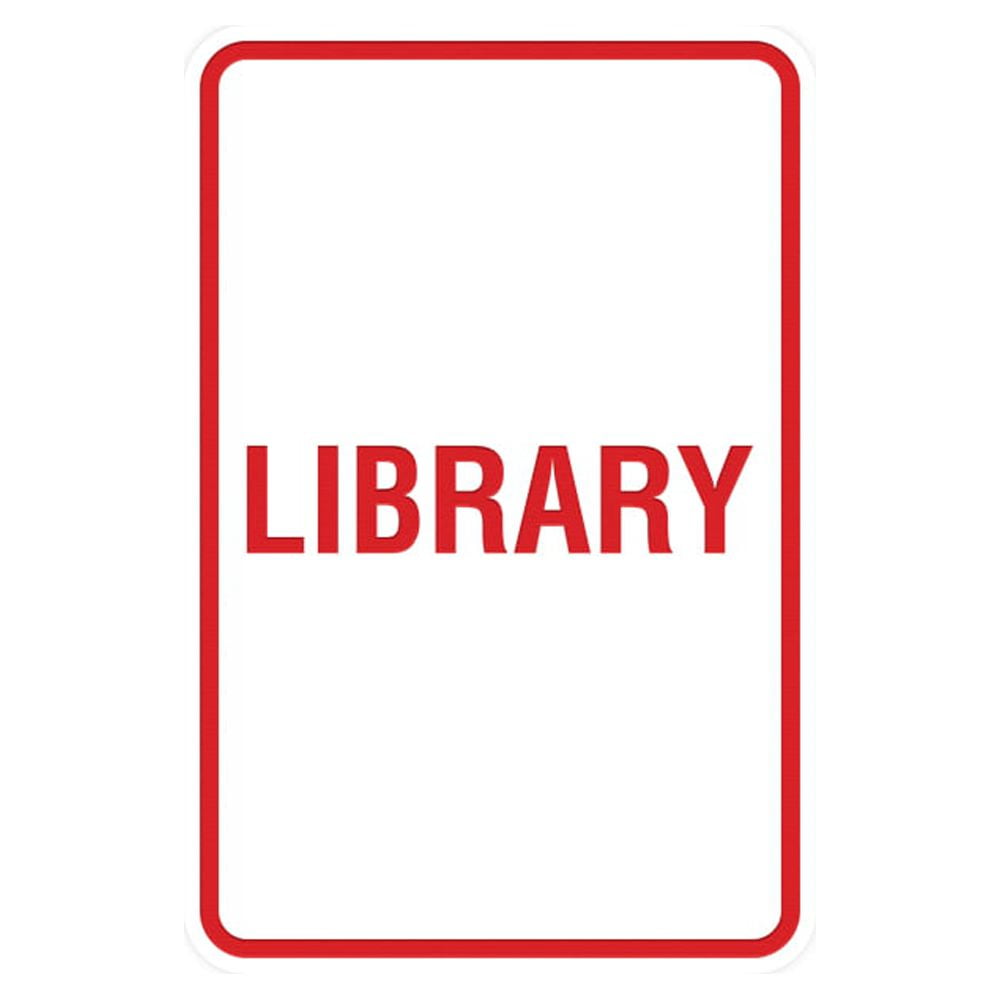 Portrait Round Library Sign (White/Red) - Small 4" x 6" - Walmart.com