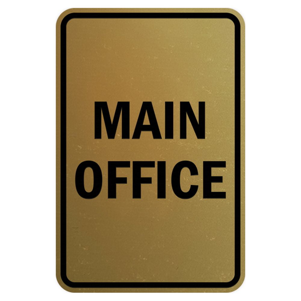 Portrait Round Main Office Sign (Brushed Gold) - Large 6" x 8 ...