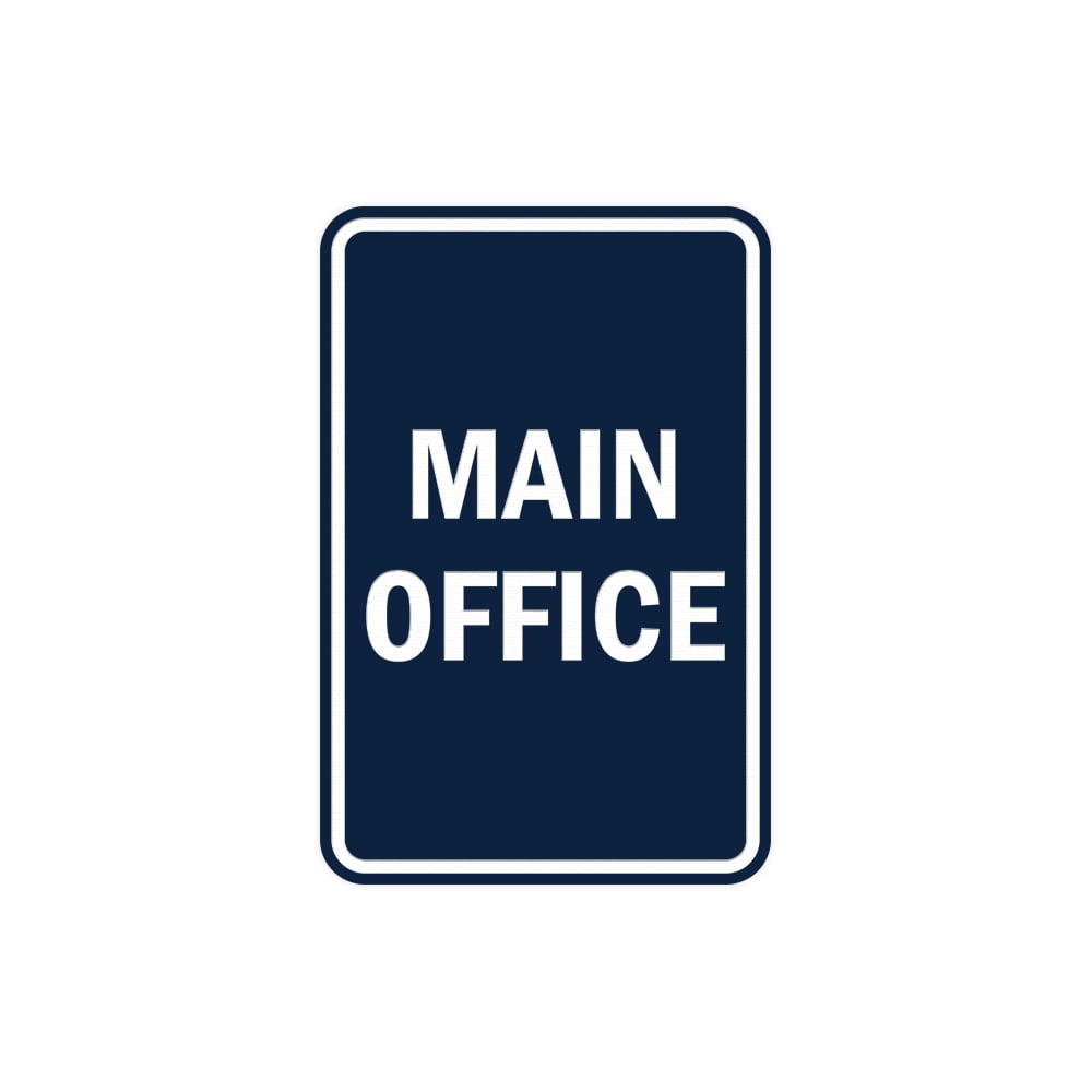 Portrait Round Main Office Sign (Navy Blue / White) - Small 4" x 6 ...
