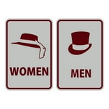 Portrait Round Men / Women Sign Set (Light Grey / Burgundy) - Large 6 ...