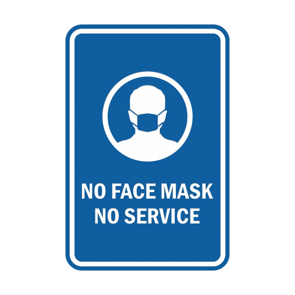 Portrait Round No Face Mask No Service Sign (Blue) - Large 6" x 8 ...