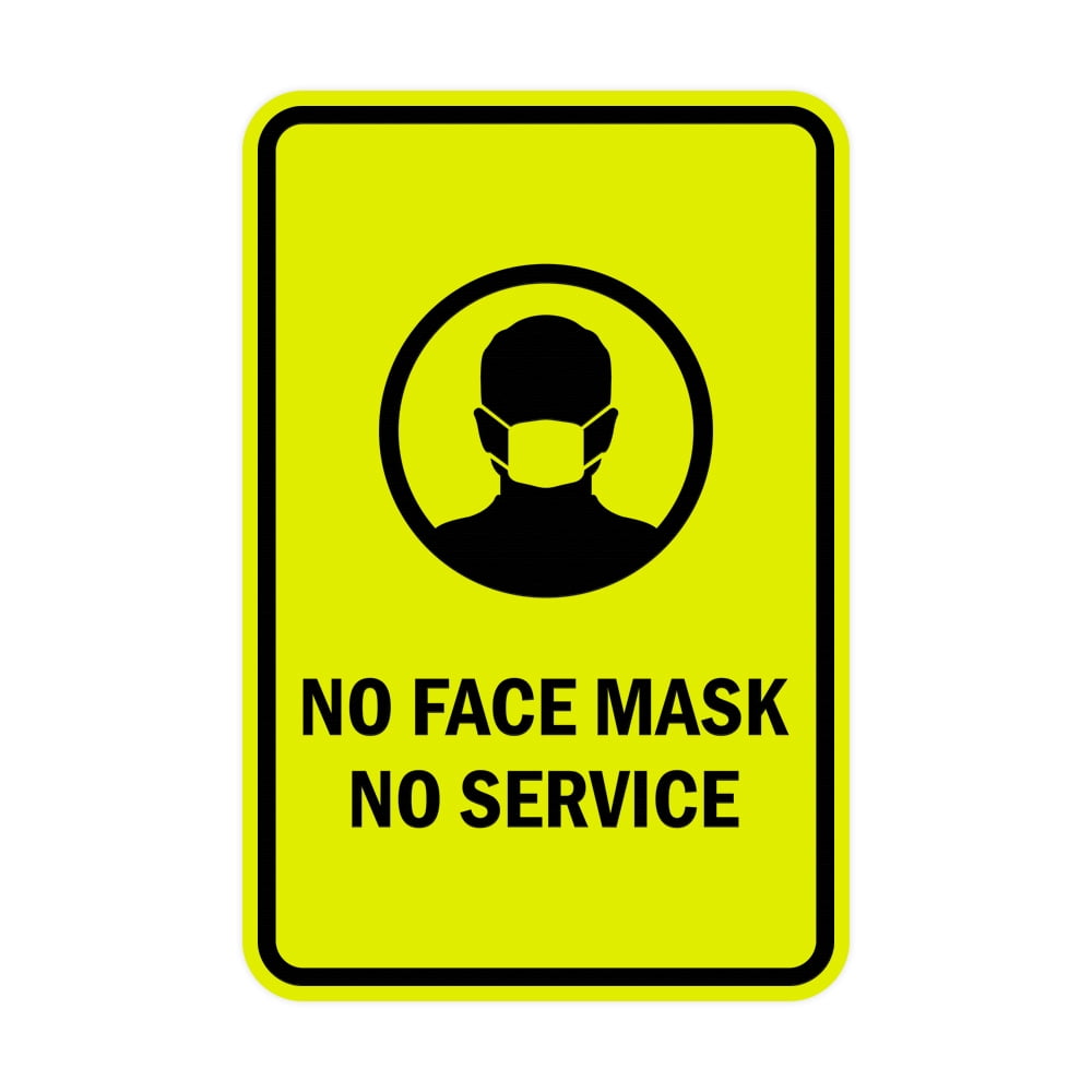 Portrait Round No Face Mask No Service Sign (Yellow / Black) - Small 4 ...