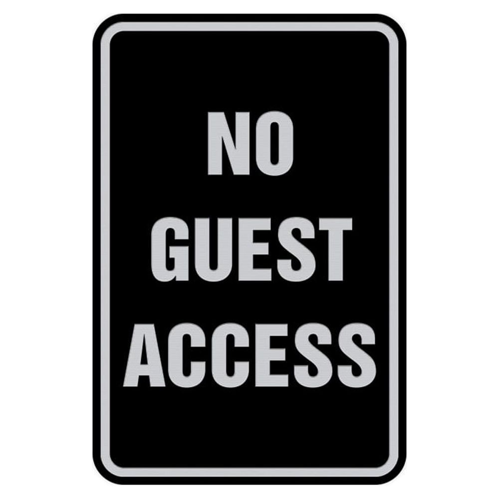 Portrait Round No Guest Access Sign (Black / Silver) - Large 6" x 8 ...