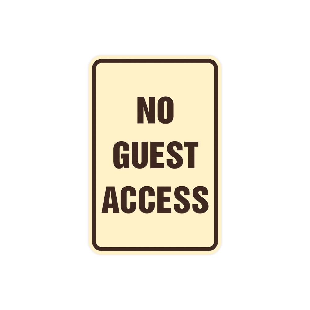 Portrait Round No Guest Access Sign (Ivory/Dark Brown) - Large 6" x 8 ...