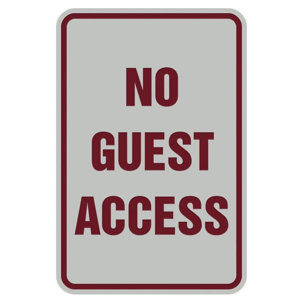 Portrait Round No Guest Access Sign (Light Grey / Burgundy) - Large 6 ...