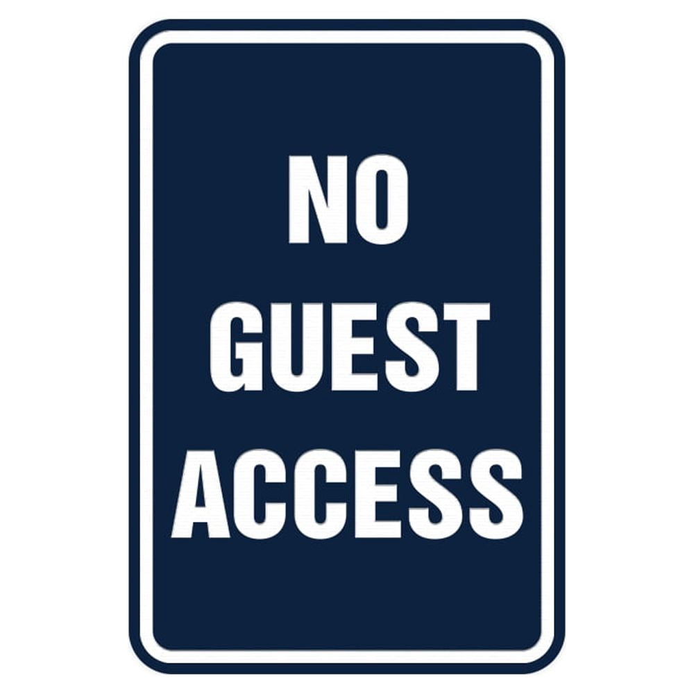 Portrait Round No Guest Access Sign (Navy Blue / White) - Small 4" x 6 ...