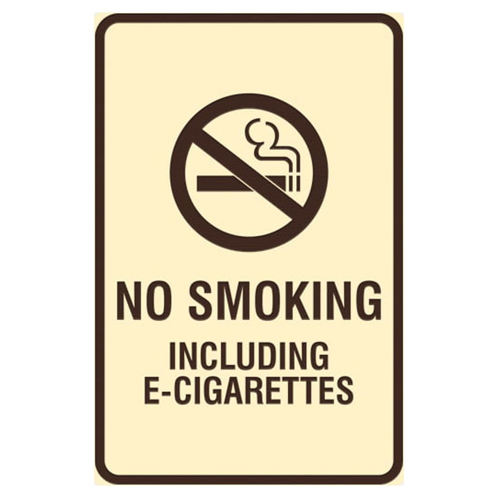 Portrait Round No Smoking Including E-Cigarettes Sign (Ivory/Dark Brown ...