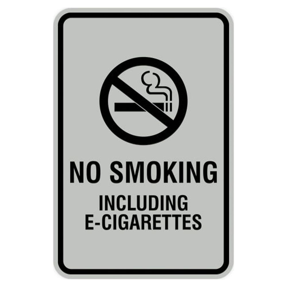 Portrait Round No Smoking Including E-Cigarettes Sign (Lt Gray) - Large ...