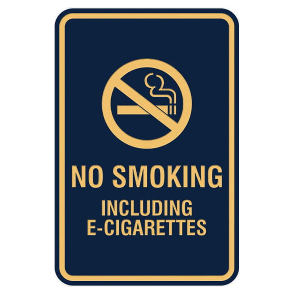 Portrait Round No Smoking Including E-Cigarettes Sign (Navy Blue/Gold ...