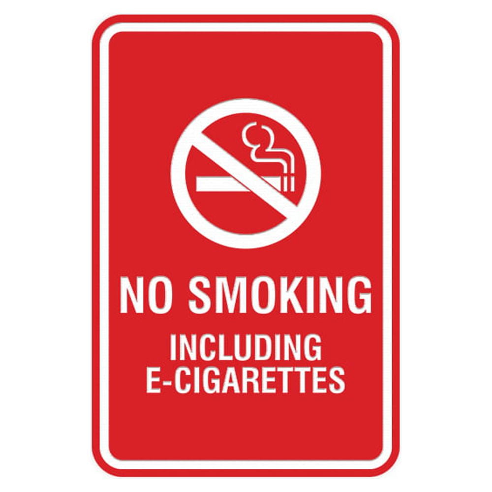 Portrait Round No Smoking Including E-Cigarettes Sign (Red) - Large 6 ...